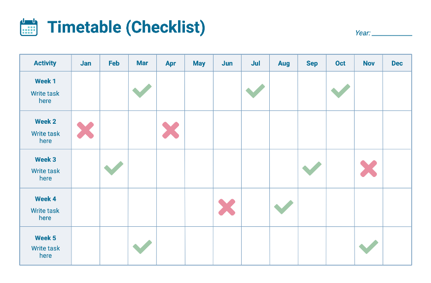 Timetable (Checklist - 1 Year) | BioRender Science Templates