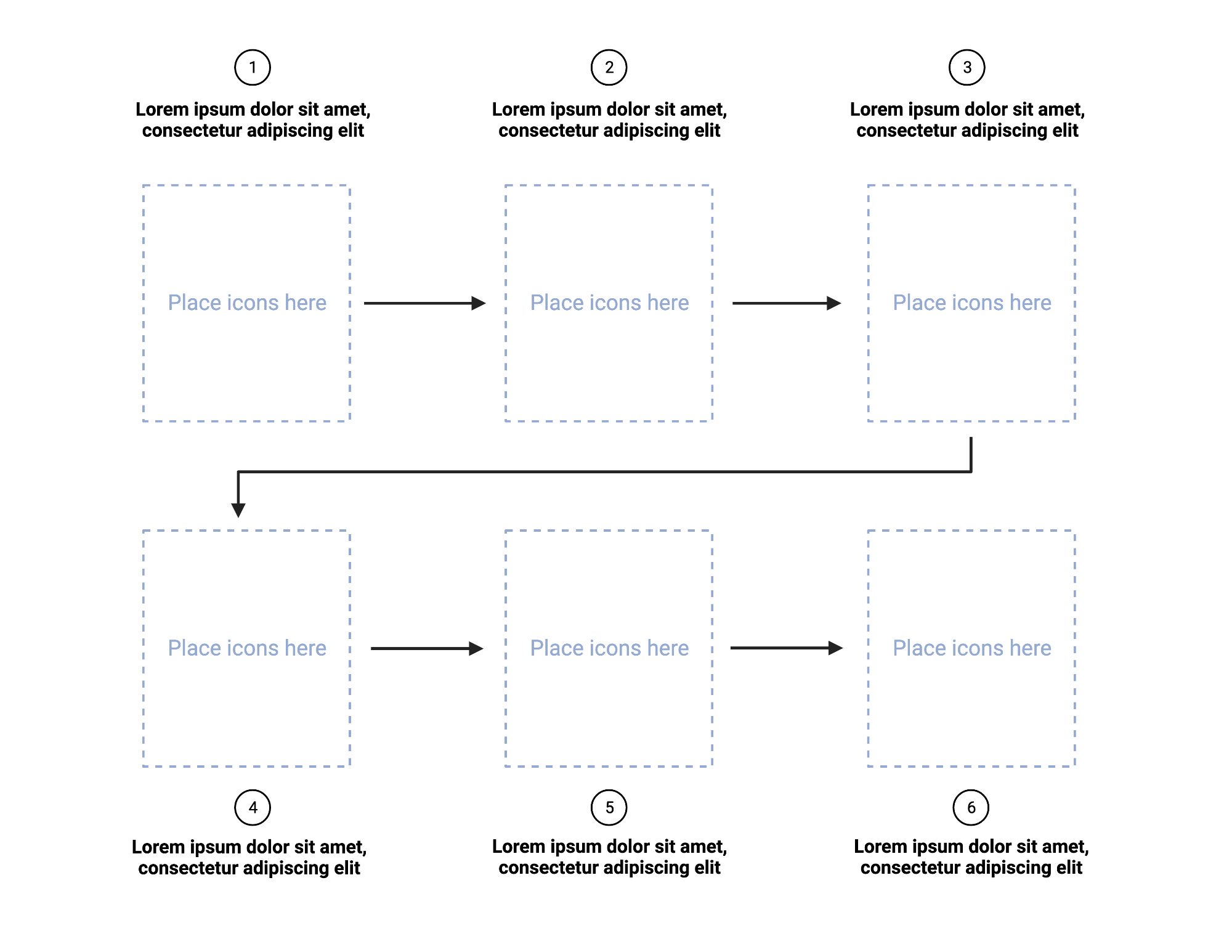 Blank Panels, 6 Step Pathway (Layout 3x2) | BioRender Science Templates