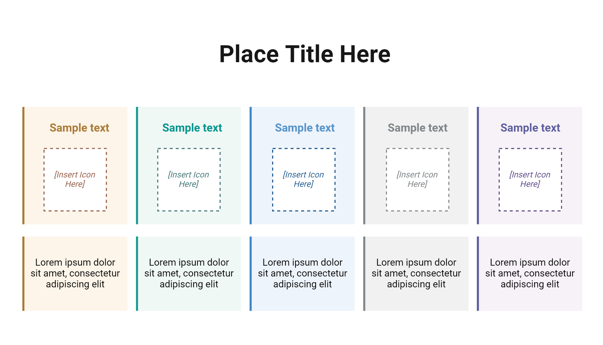 Colored Panels with Icons (Layout, 5x1) | BioRender Science Templates