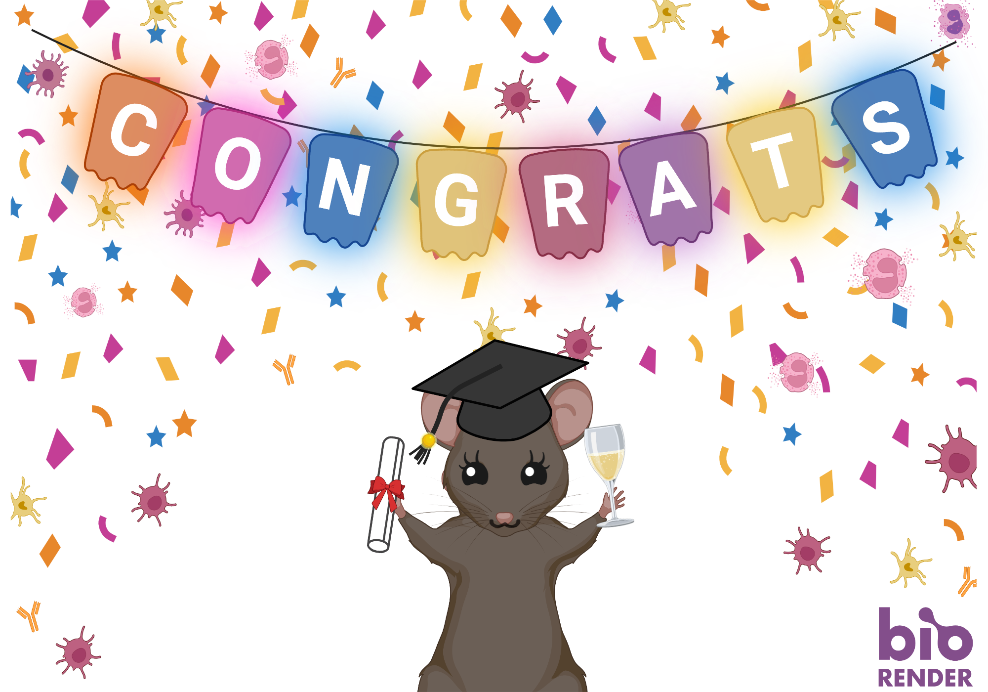 Congrats of Graduating Card - Mouse Graduate | BioRender Science Templates