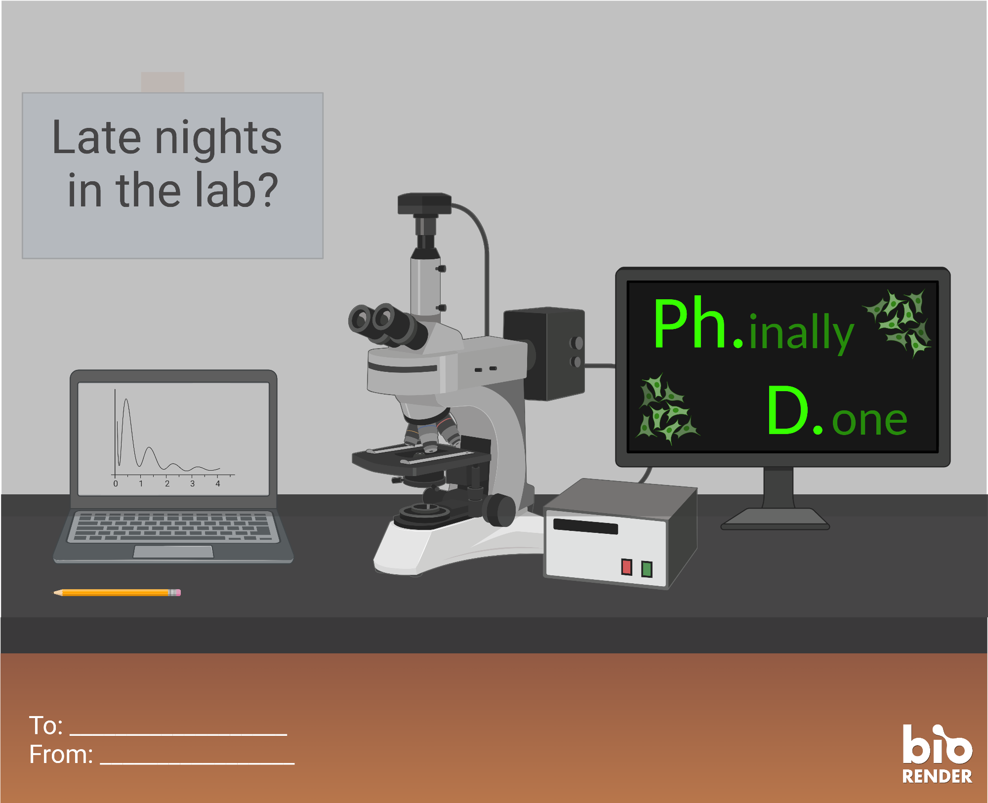 PhD Graduation (Dark Microscopy) E-card | BioRender Science Templates