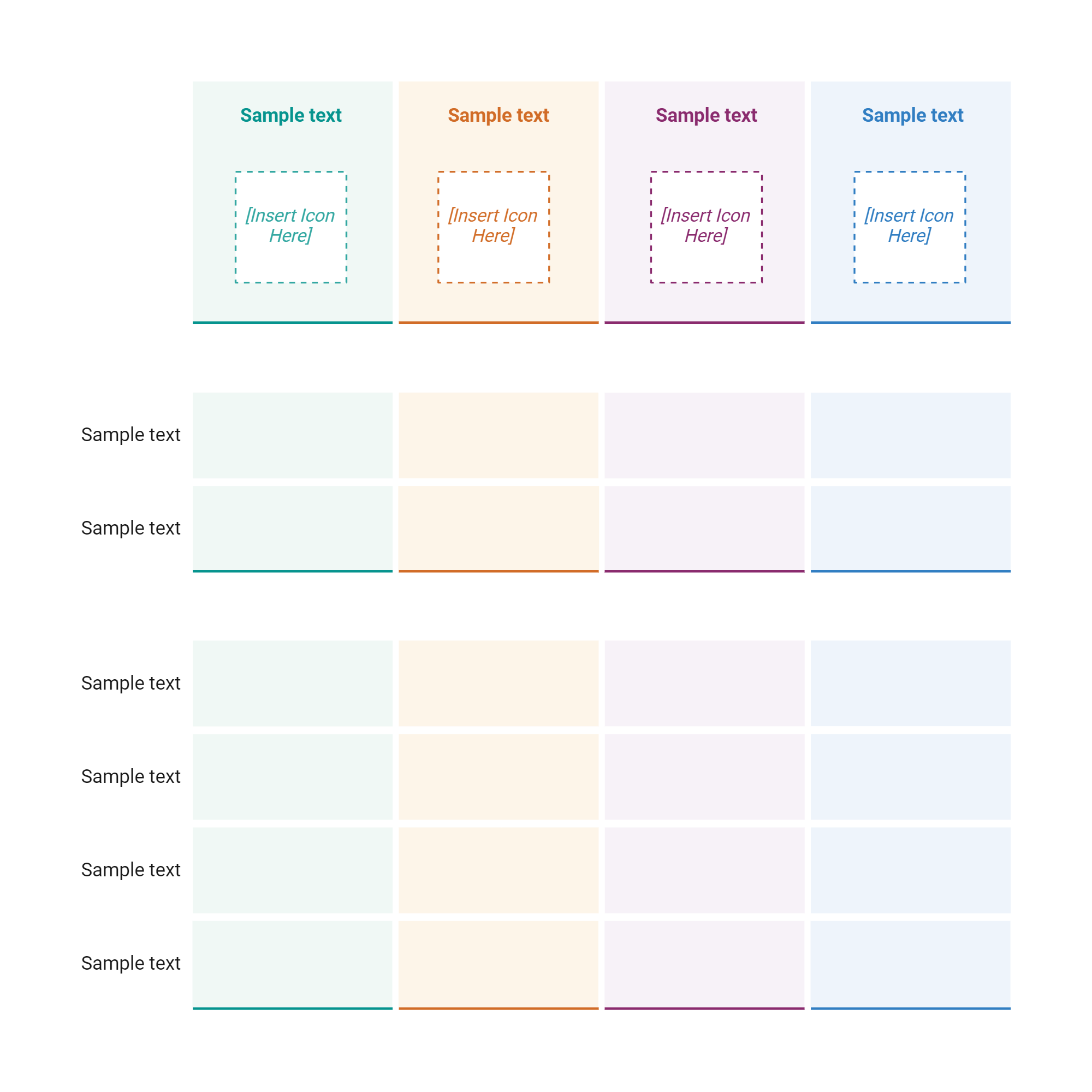 Colored Panels with Icons (Layout, 4x7) | BioRender Science Templates
