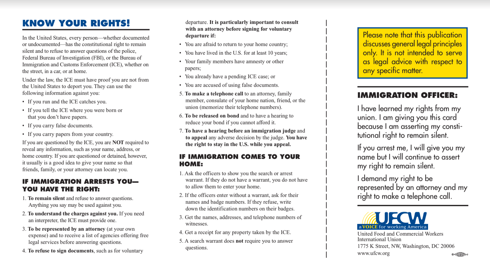 Resource: Pamphlet: Know Your Rights – UFCW United Latinos