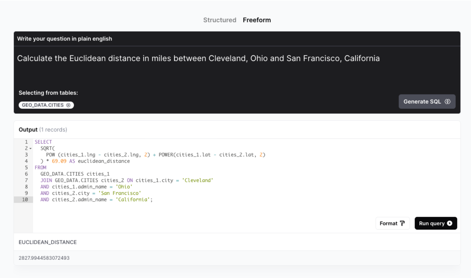 Calculating distance between two points in SQL Calculating distance between two points in SQL