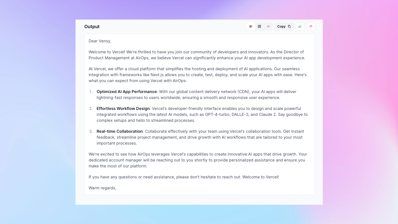 Generate Personalized B2B Welcome Emails with AirOps