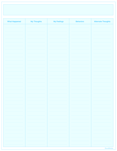 Thought Record Template | Goodnotes