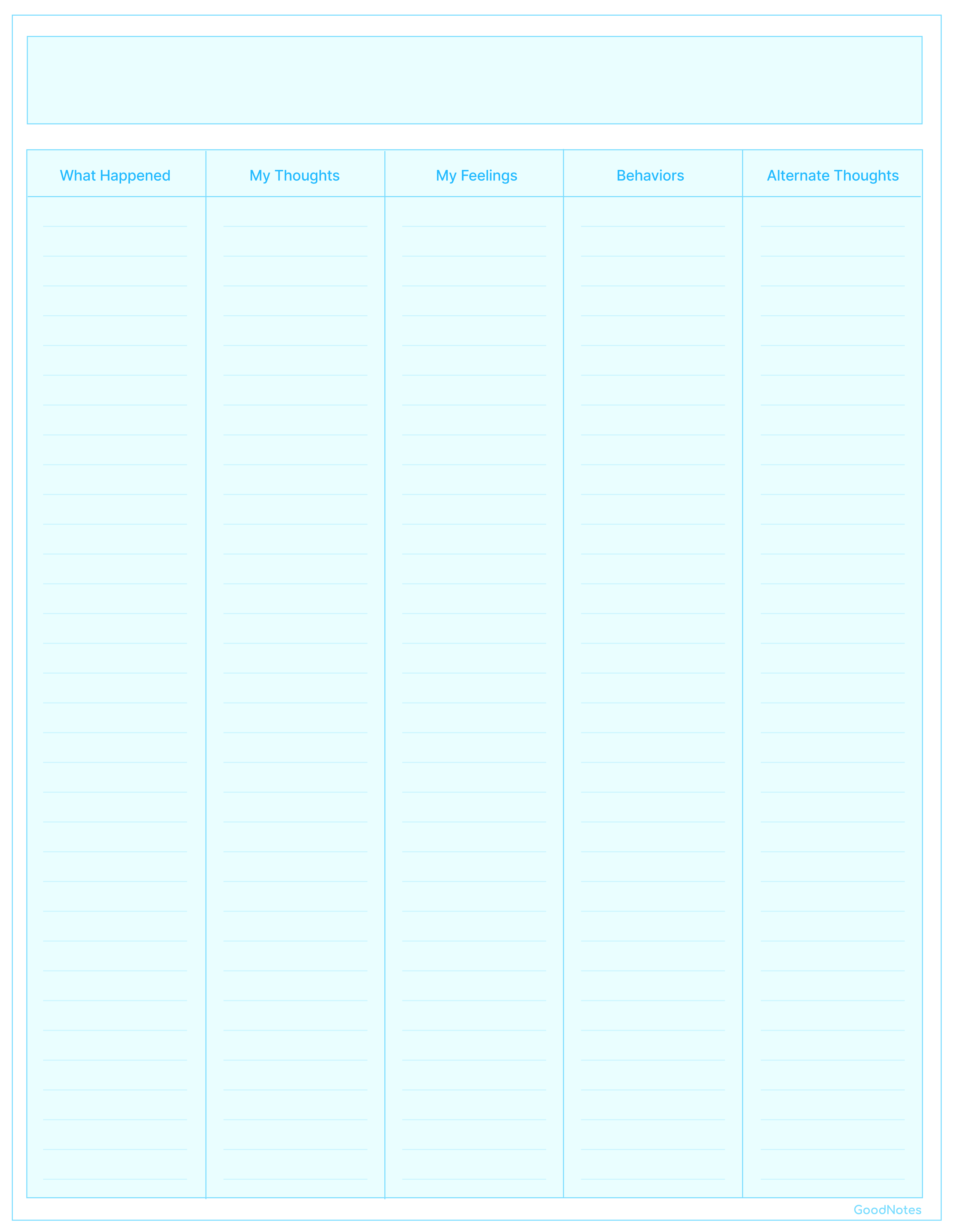 Thought Record Template | Goodnotes
