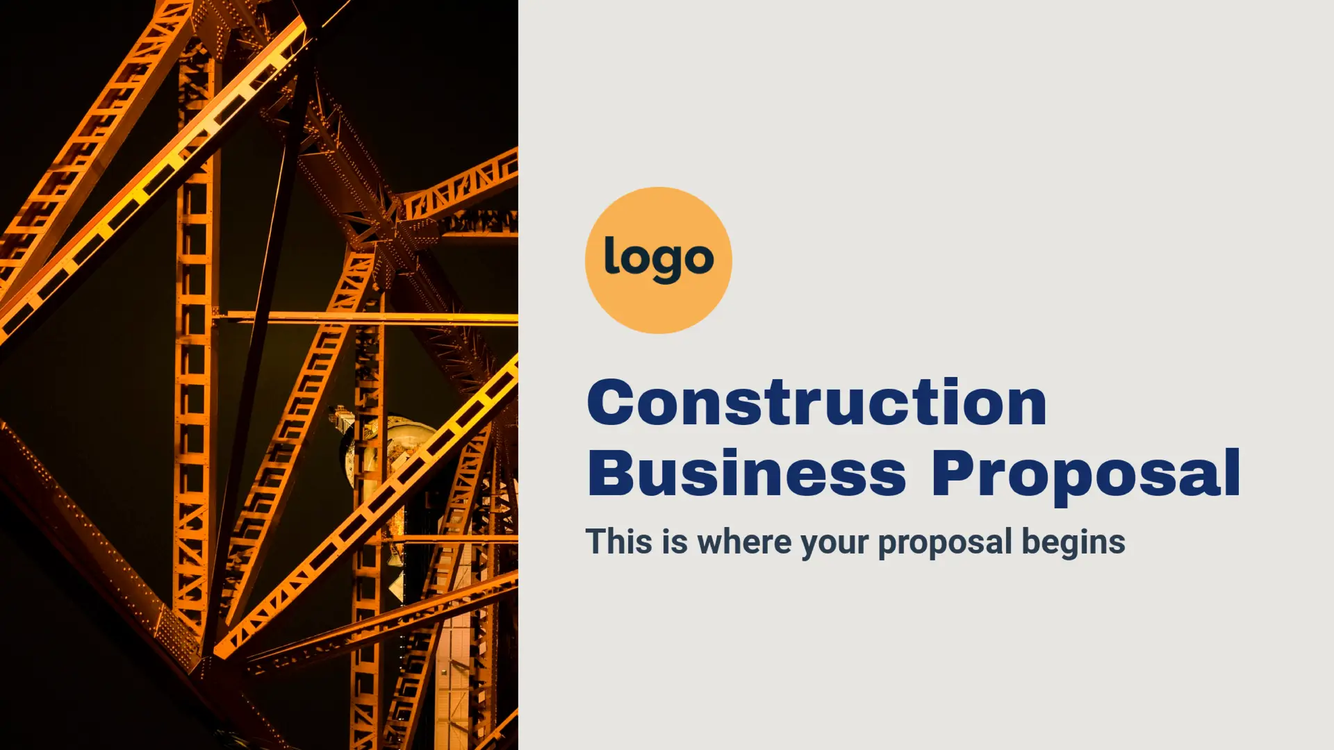 Construction Business Proposal Presentation Template