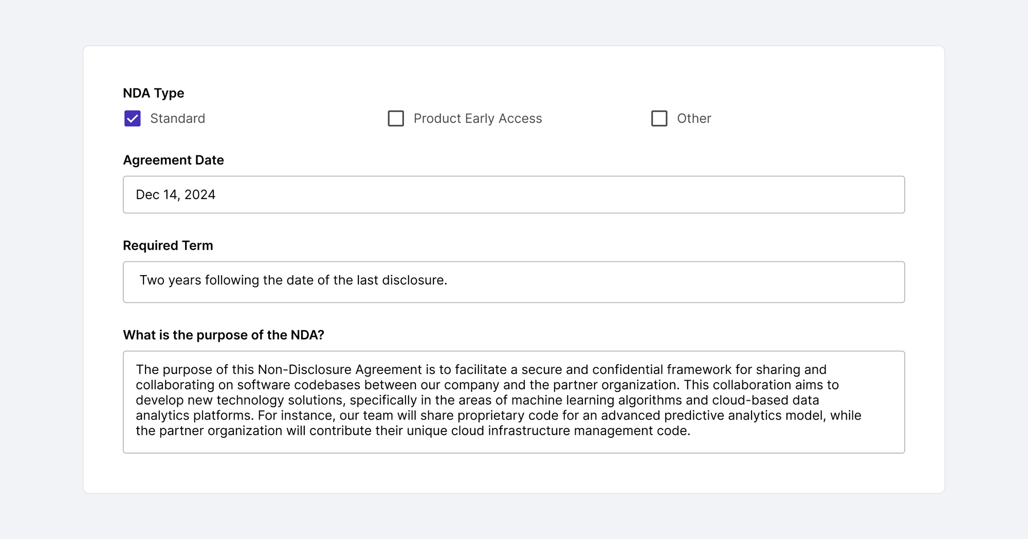 NDA Review Legal Request Template for In-House Legal Teams