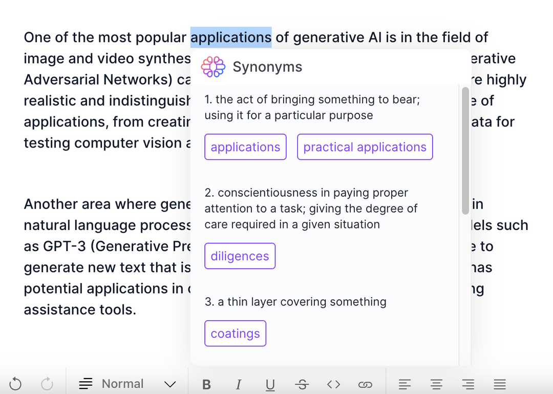 AI Synonym Tool by TextCortex