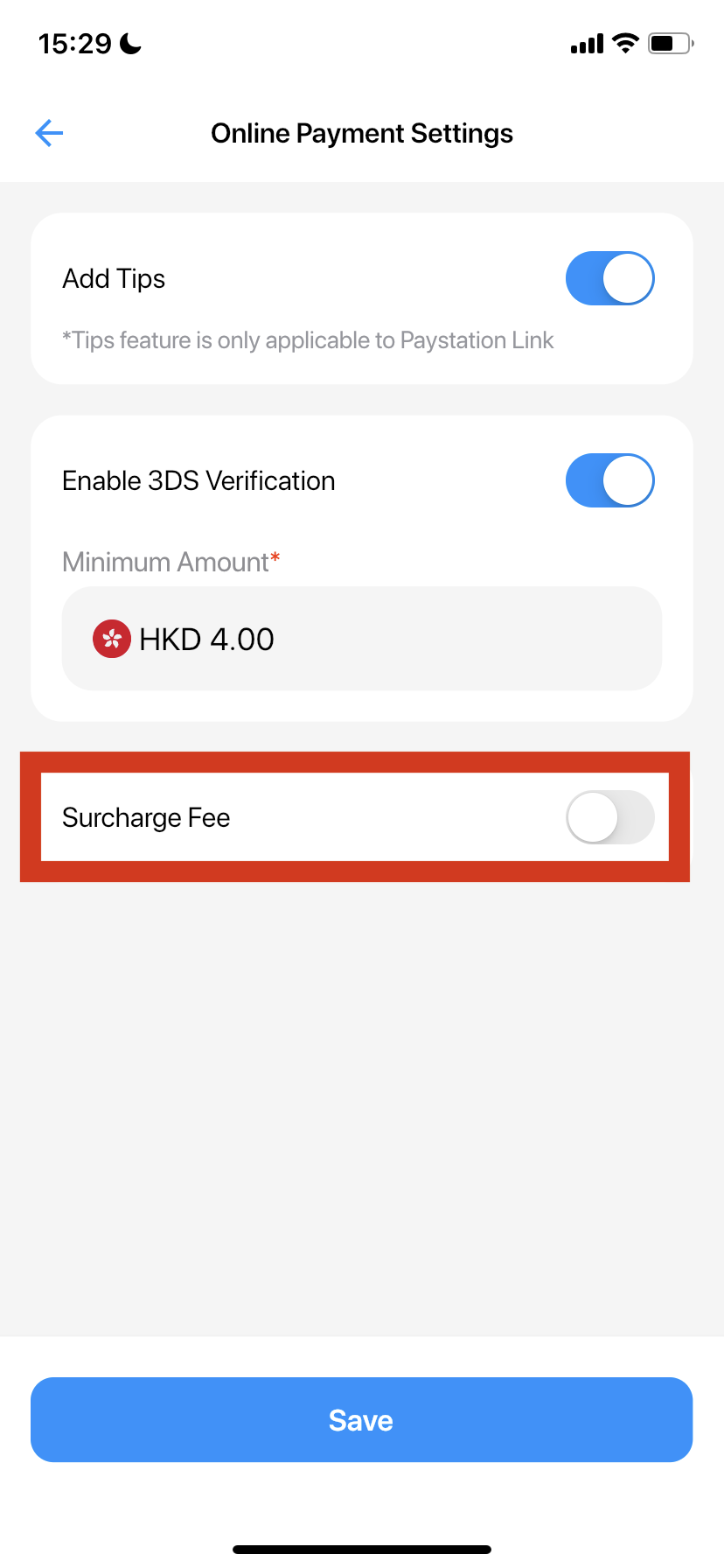 Apply Surcharge Fee for Online Payments