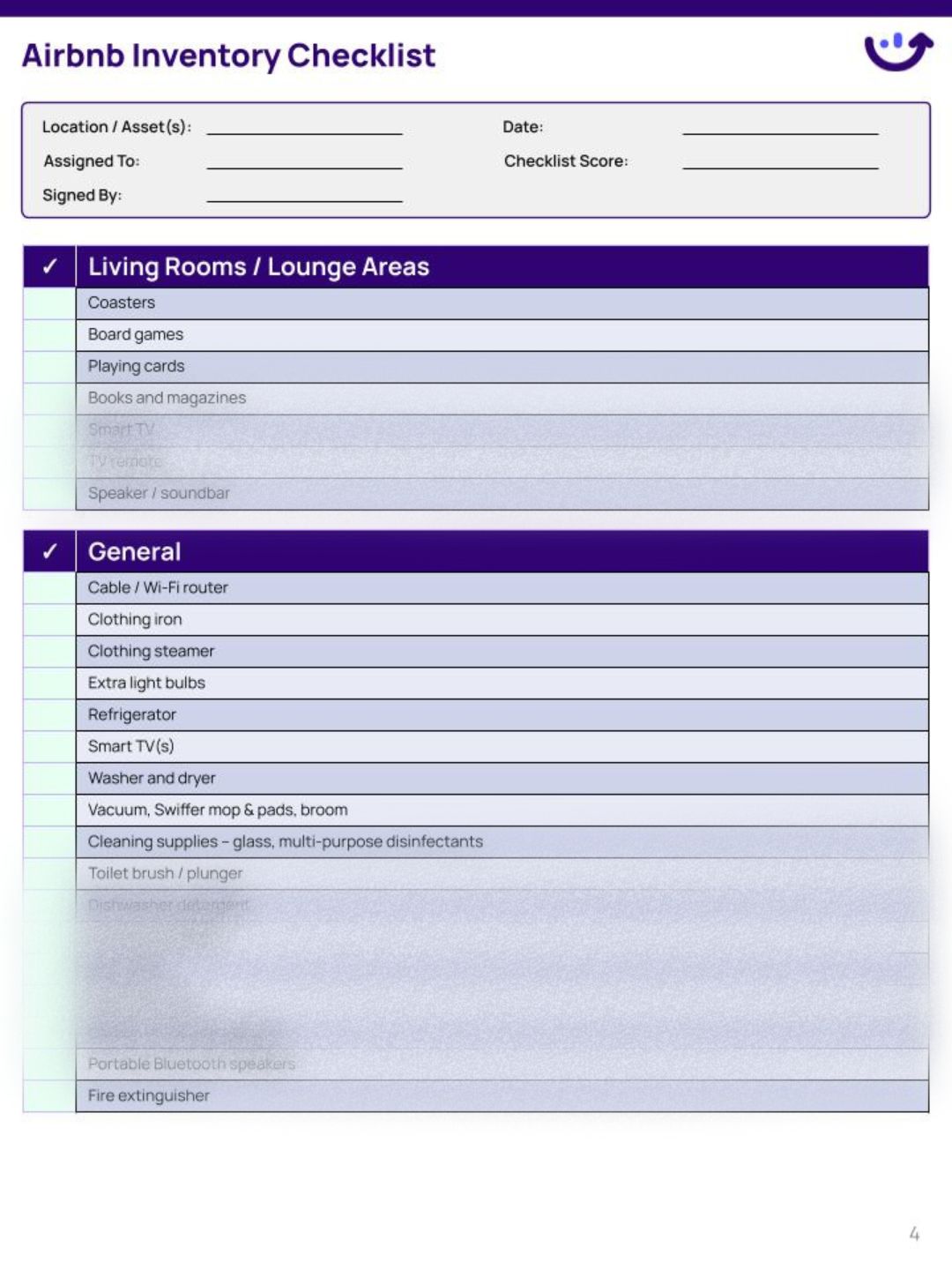 Airbnb Inventory Checklist | Xenia Templates