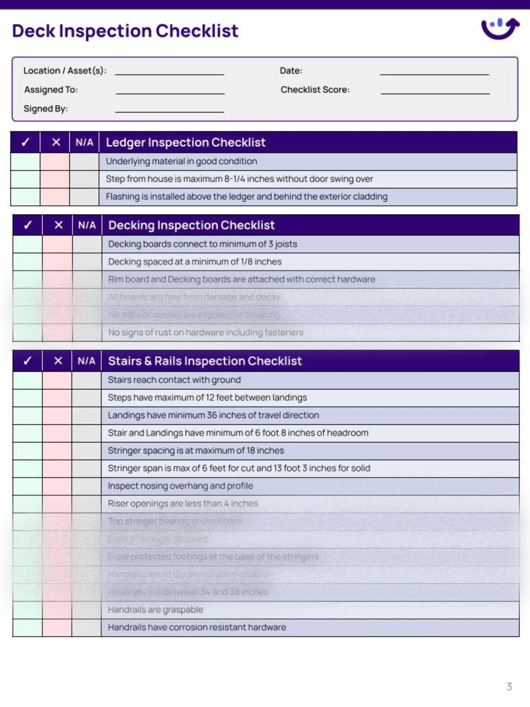 Deck Inspection Checklist | Xenia Templates