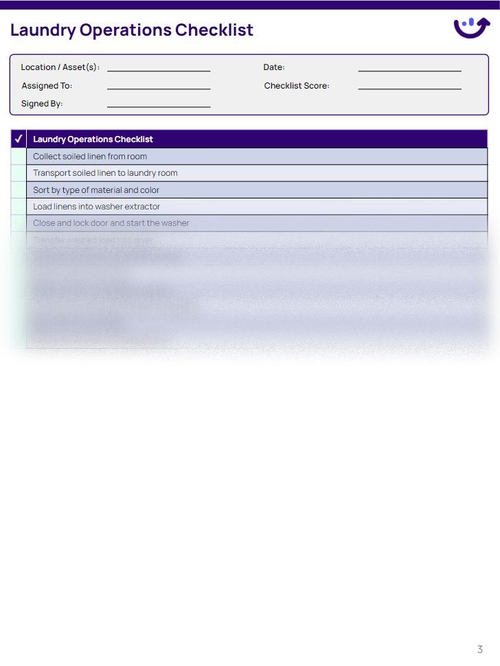 Hotel Laundry Checklists | Xenia Templates