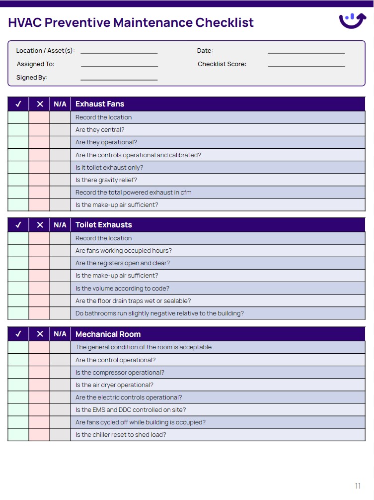 Hvac Preventive Maintenance Checklist Xenia Templates