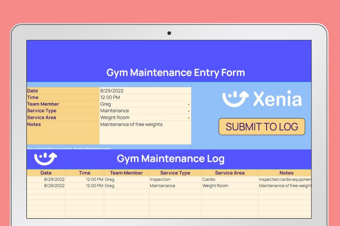 Gym Maintenance Log | Free Tools by Xenia