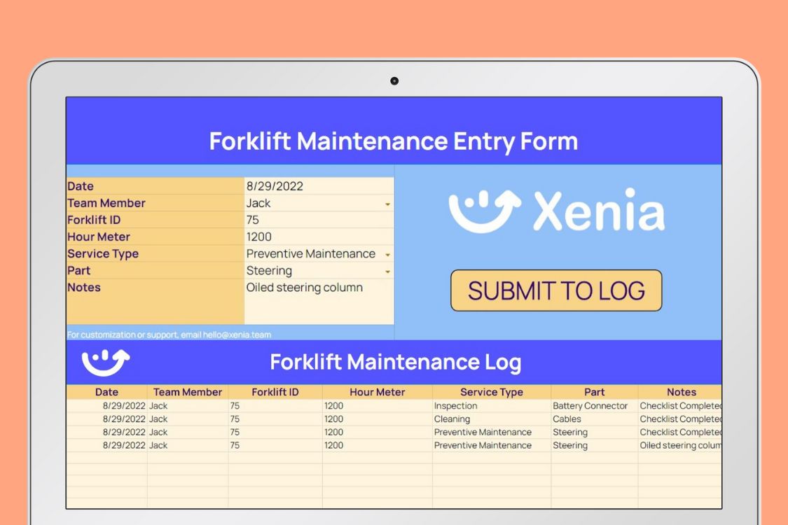 Forklift Maintenance Log | Free Tools by Xenia