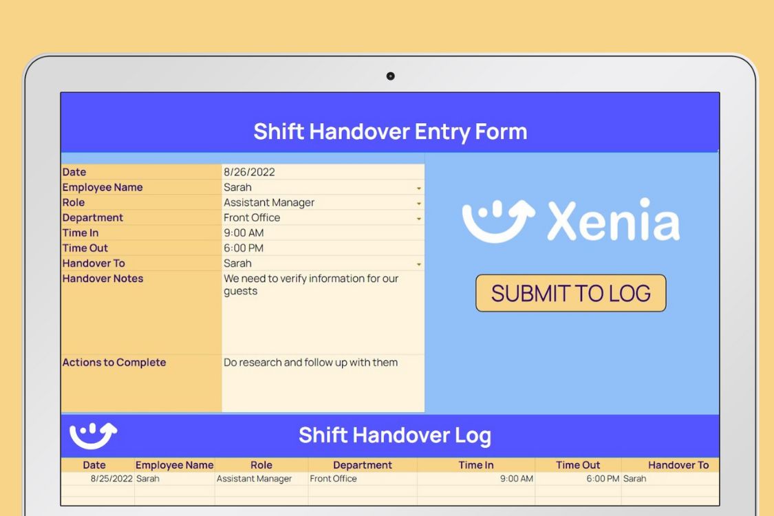 Shift Handover Log | Free Tools by Xenia
