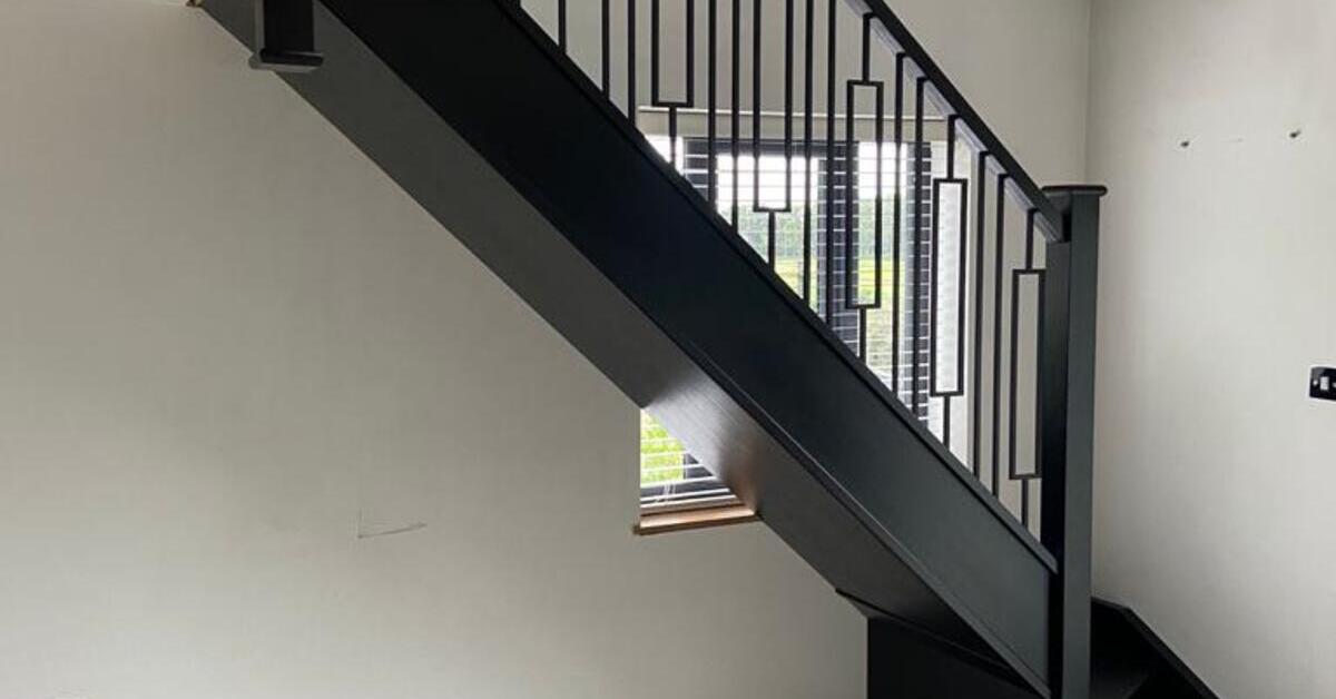 Black Painted Solid Oak Staircase With Black Iron Box Spindles | The ...