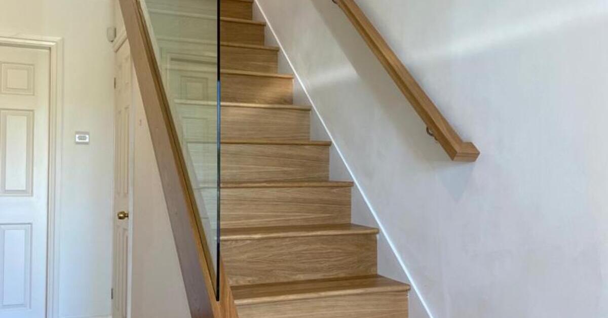 Solid Oak Staircase Renovation Featuring Large Glass Panel | The Stair Shop