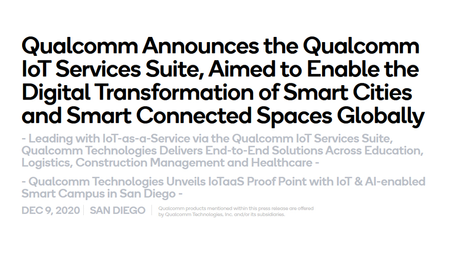 Qualcomm Announces the Qualcomm IoT Services Suite, Aimed to Enable the ...