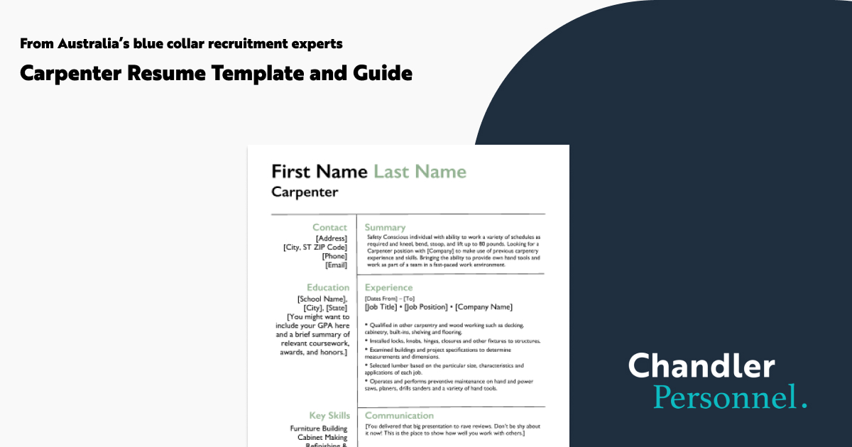 Carpenter Resume Template and Guide