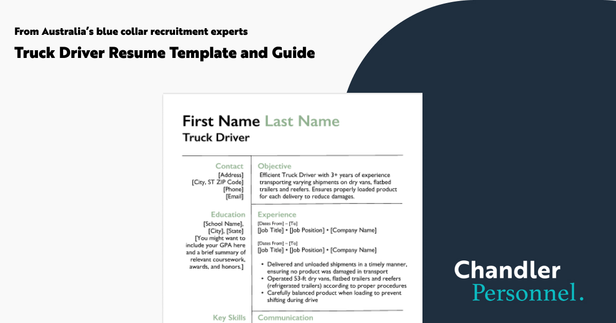 Truck Driver Resume Template and Guide