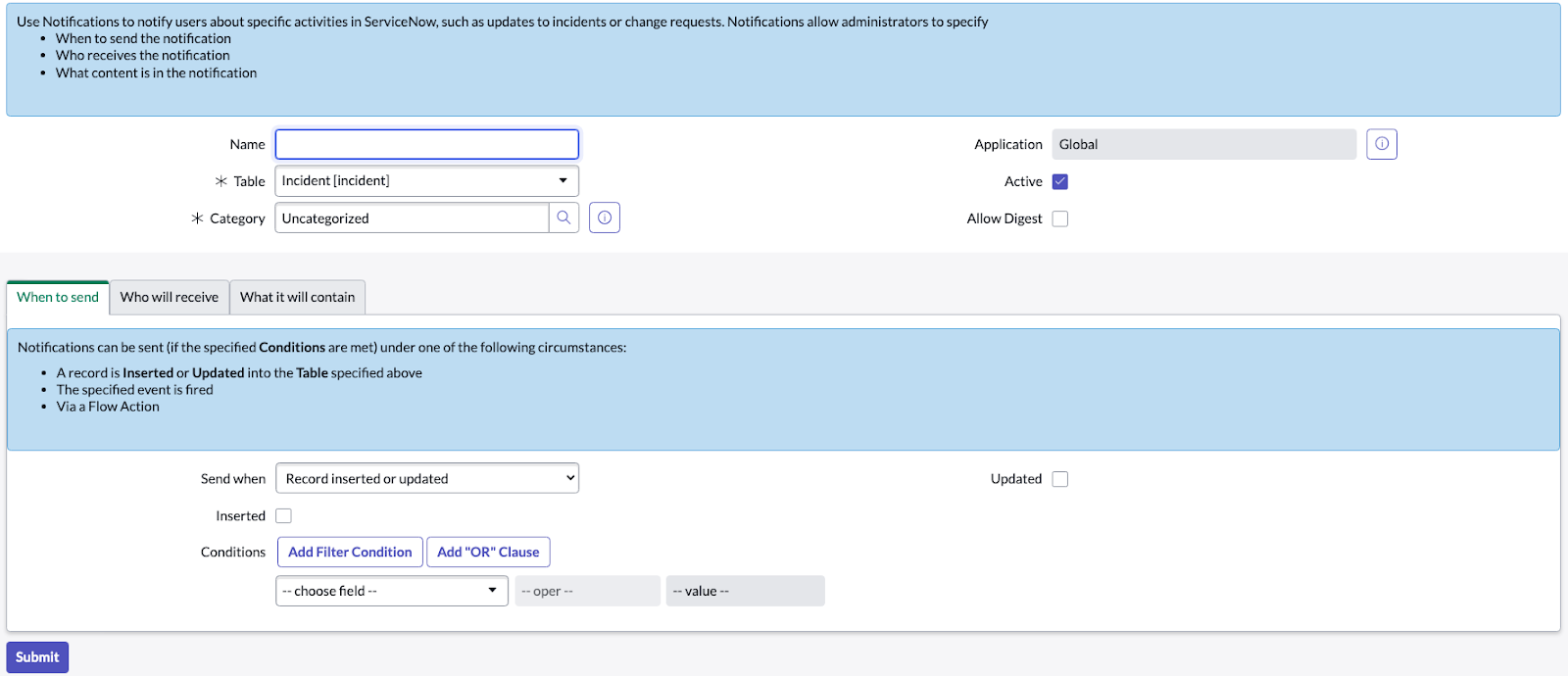 How To Create An Email Notification In ServiceNow | Snowycode