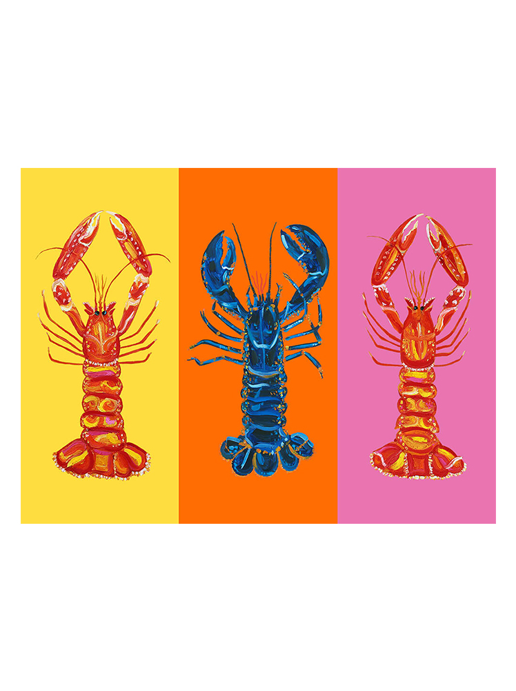 Lobster Pop Art on Yellow Orange and Pink Art Print | Alice Straker ...
