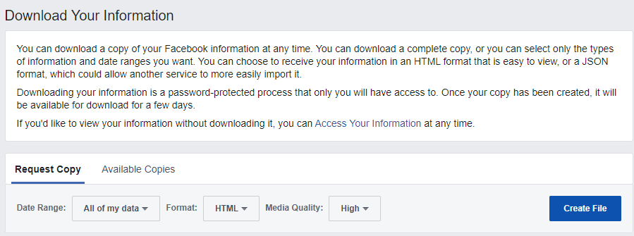 Social archiving: how to download your Facebook data archive | MirrorWeb | MirrorWeb
