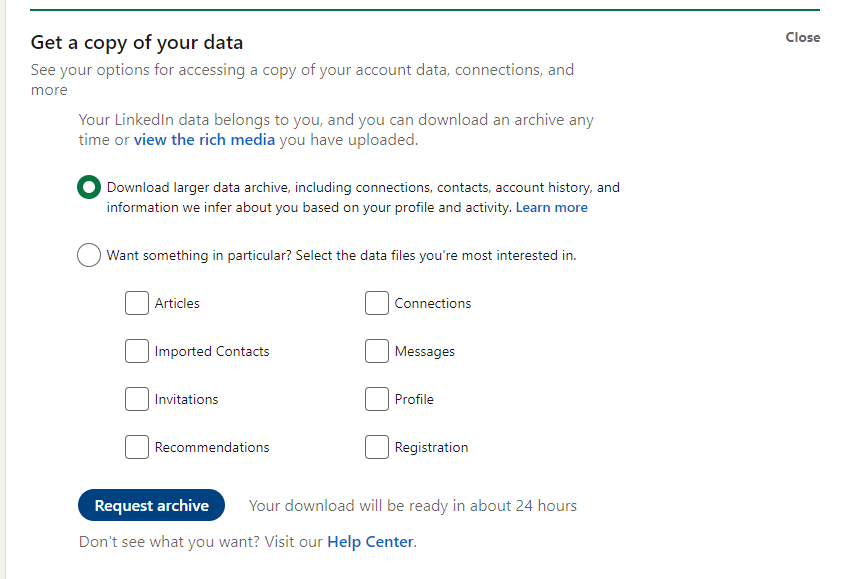 Social archiving: how to get your LinkedIn data archive | MirrorWeb ...