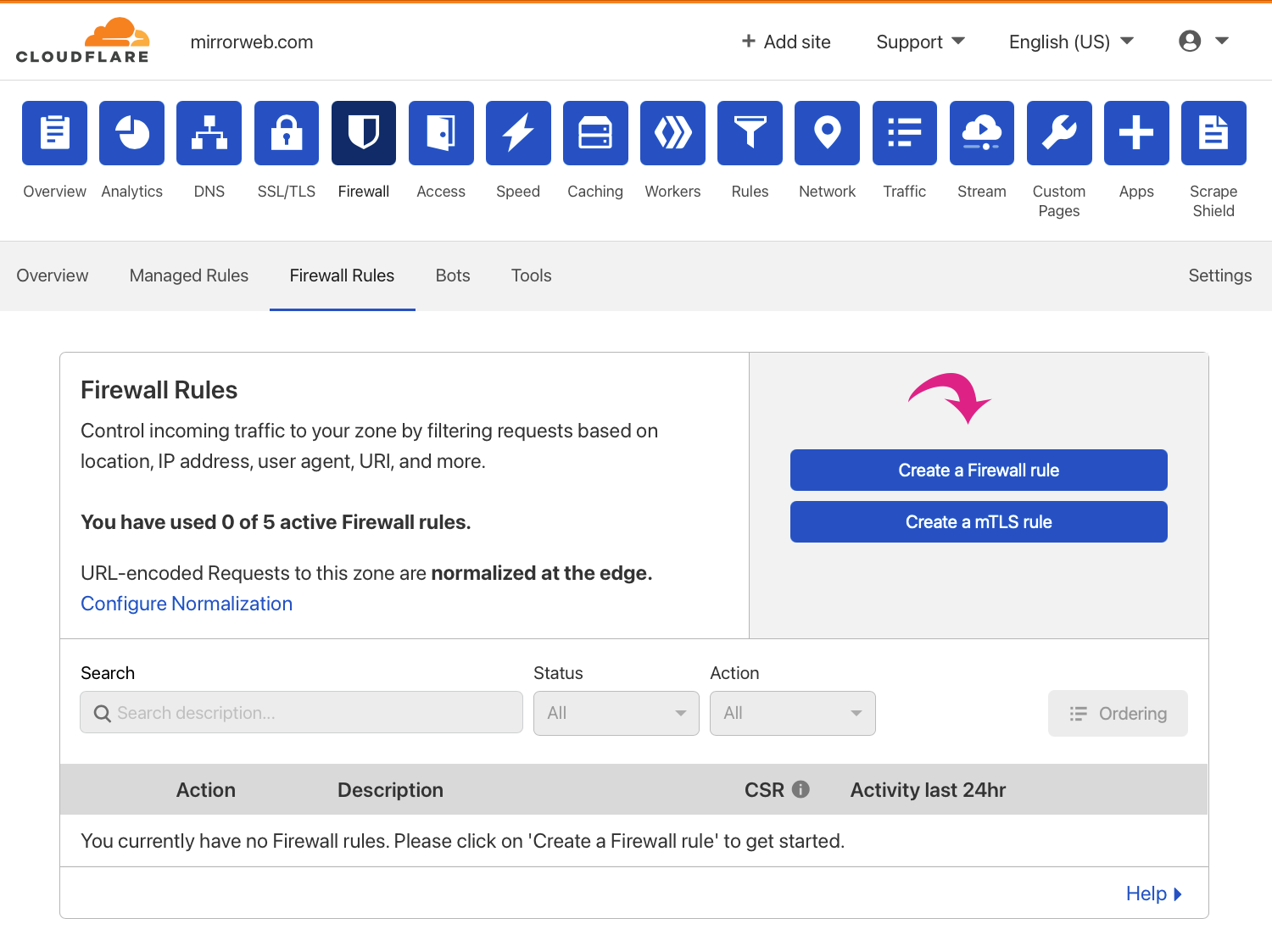 How to whitelist MirrorWeb on CloudFlare | MirrorWeb
