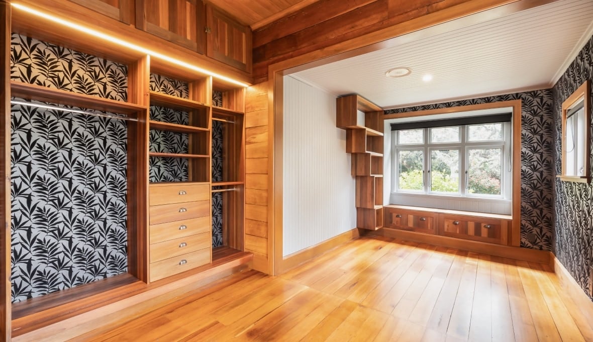 A fully-customised room design using recycled native timber in Feilding ...