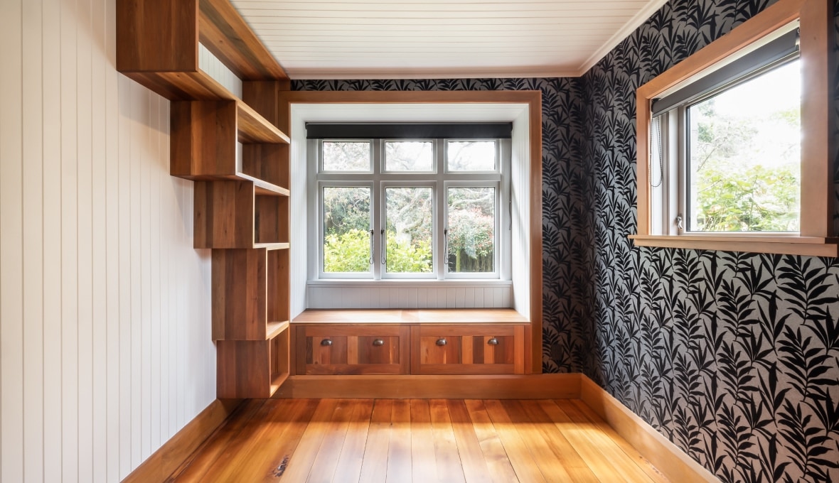 A fully-customised room design using recycled native timber in Feilding ...