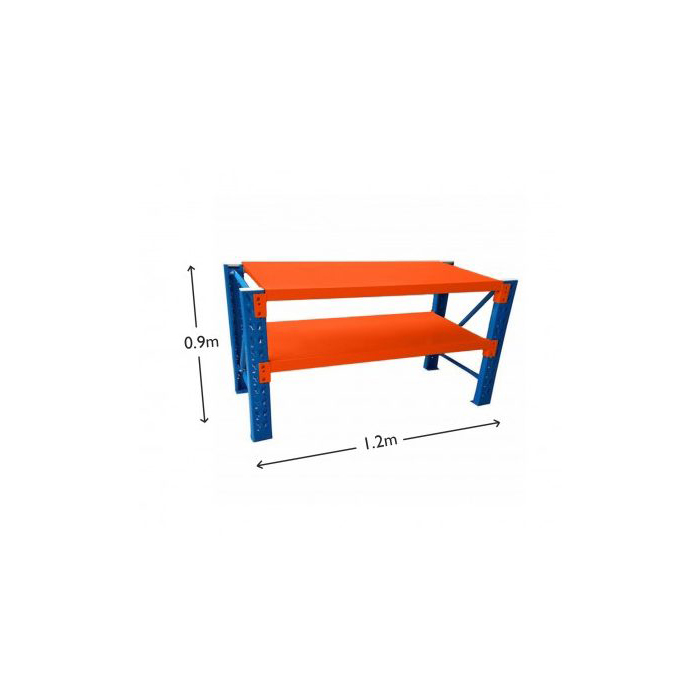 Heavy Duty Metal 2 Tier Workbench Unit Blue & Orange