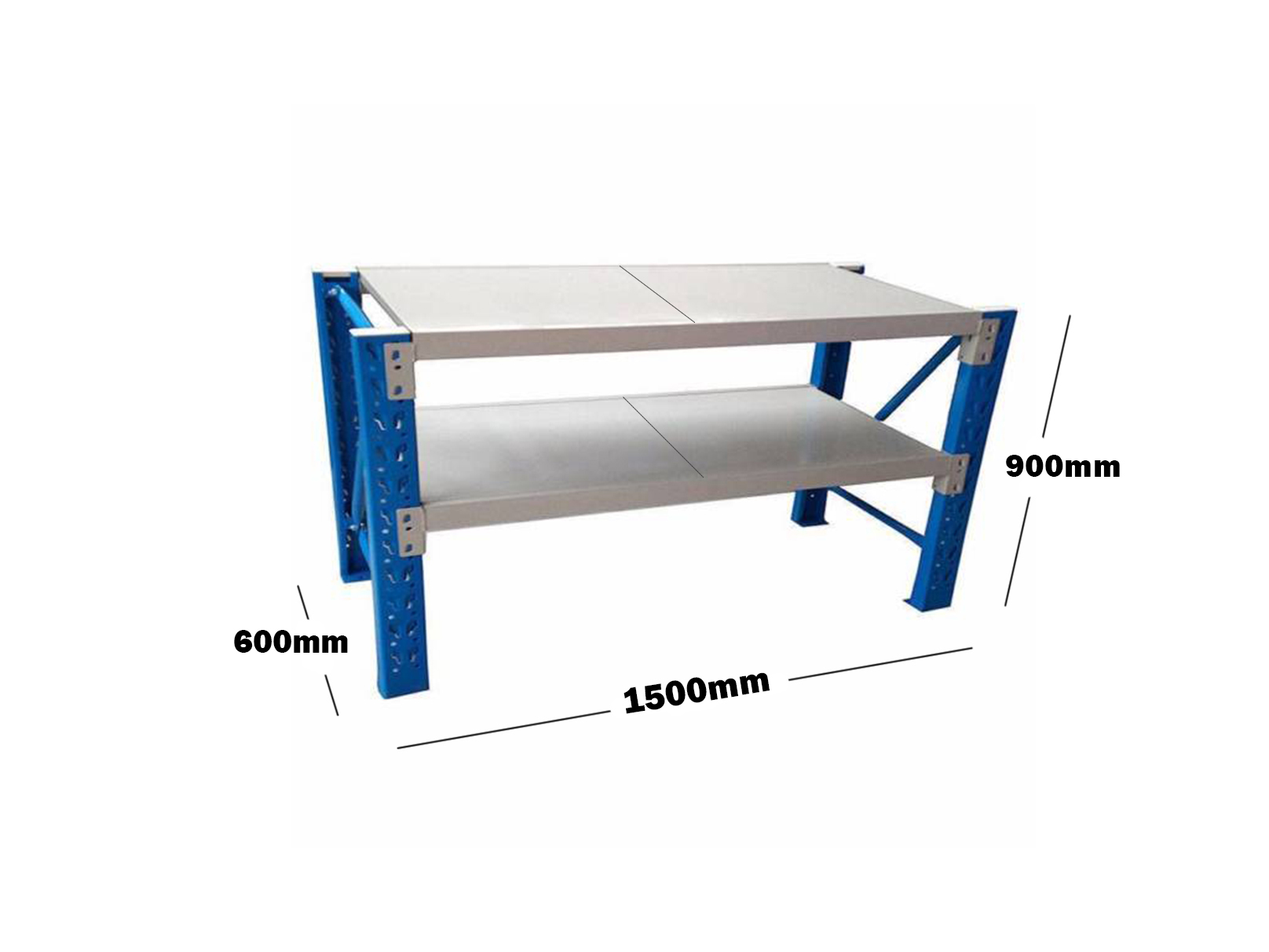 Heavy Duty Metal 2 Tier Workbench Unit Blue & Grey