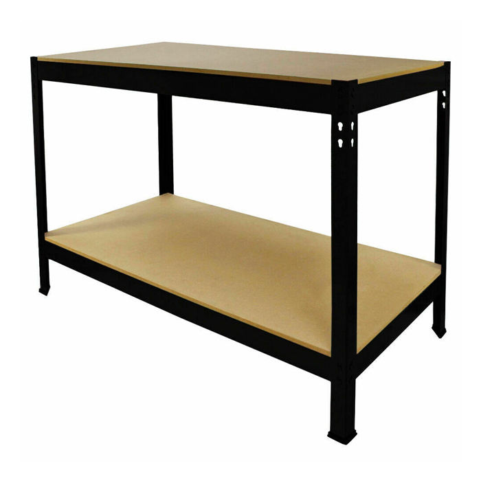 120cm Heavy Duty MDF 2 Tier Workbench Unit Black WB12K