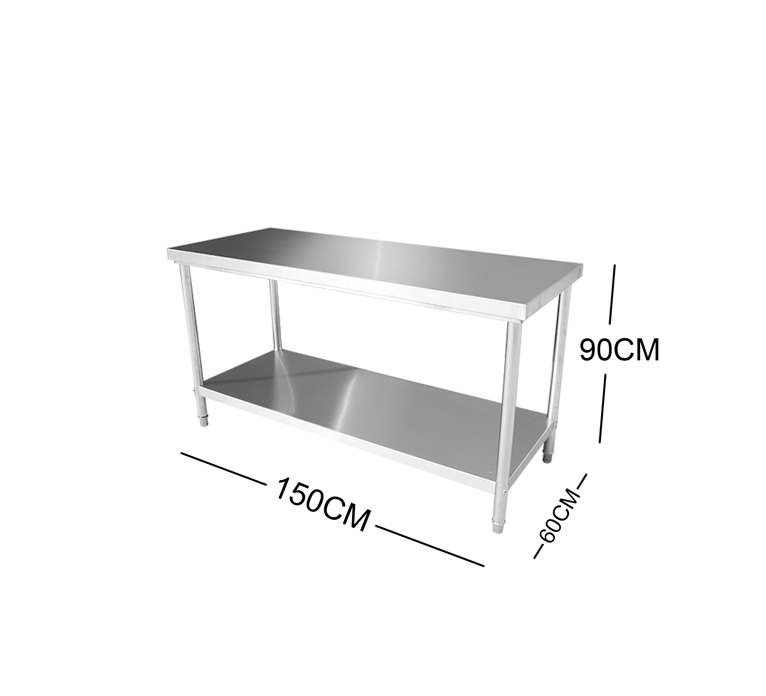 Stainless Steel Metal 2 Tier Workbench | Kitchen Bench