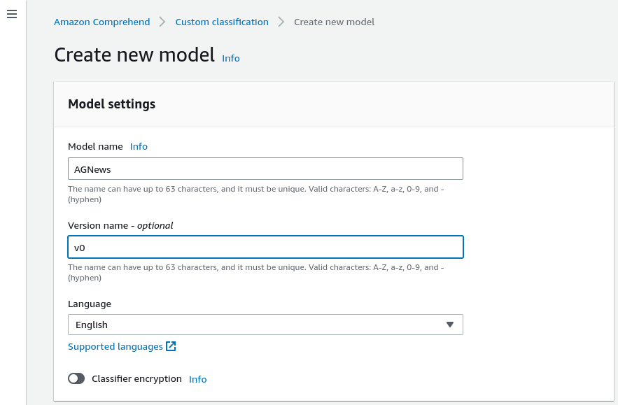 Build a Model using Amazon Comprehend