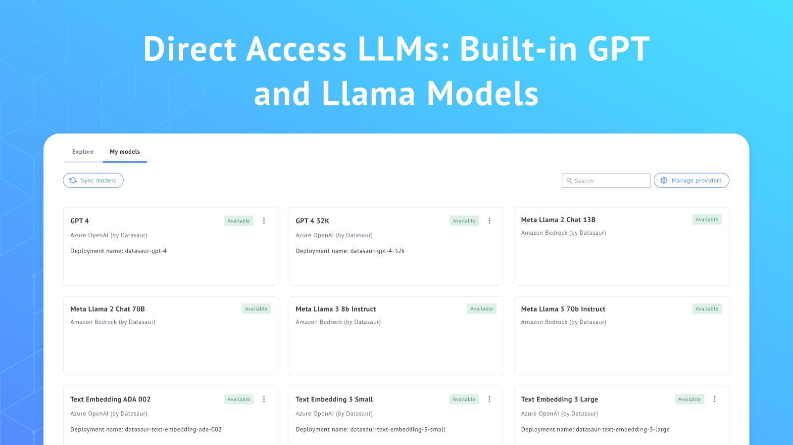 Direct Access Llms Built In Gpt And Llama Models