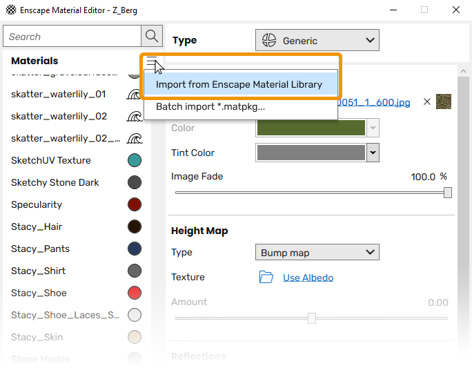 Material Library | Enscape support