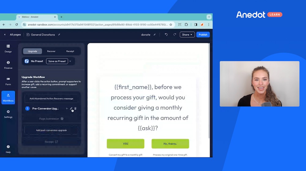 Anedot Learn: Upgrades Tutorial | Anedot