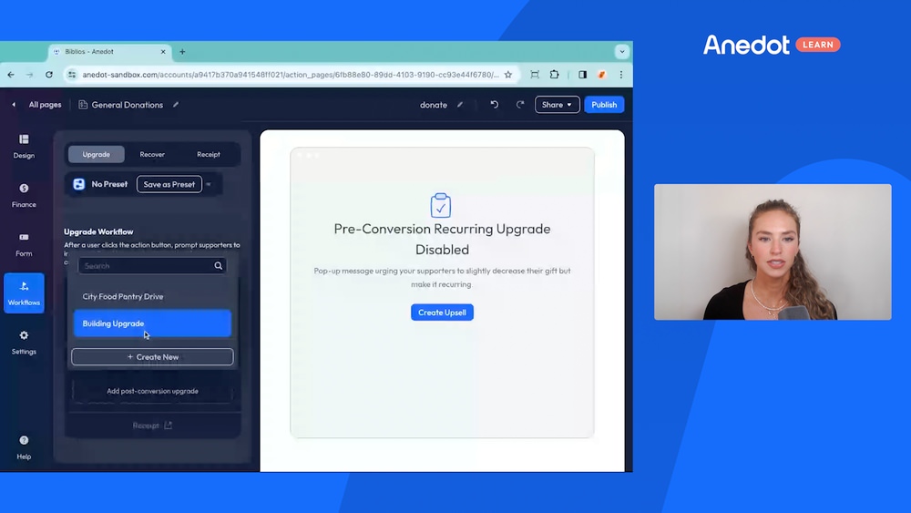 Anedot Learn: Upgrades Tutorial | Anedot