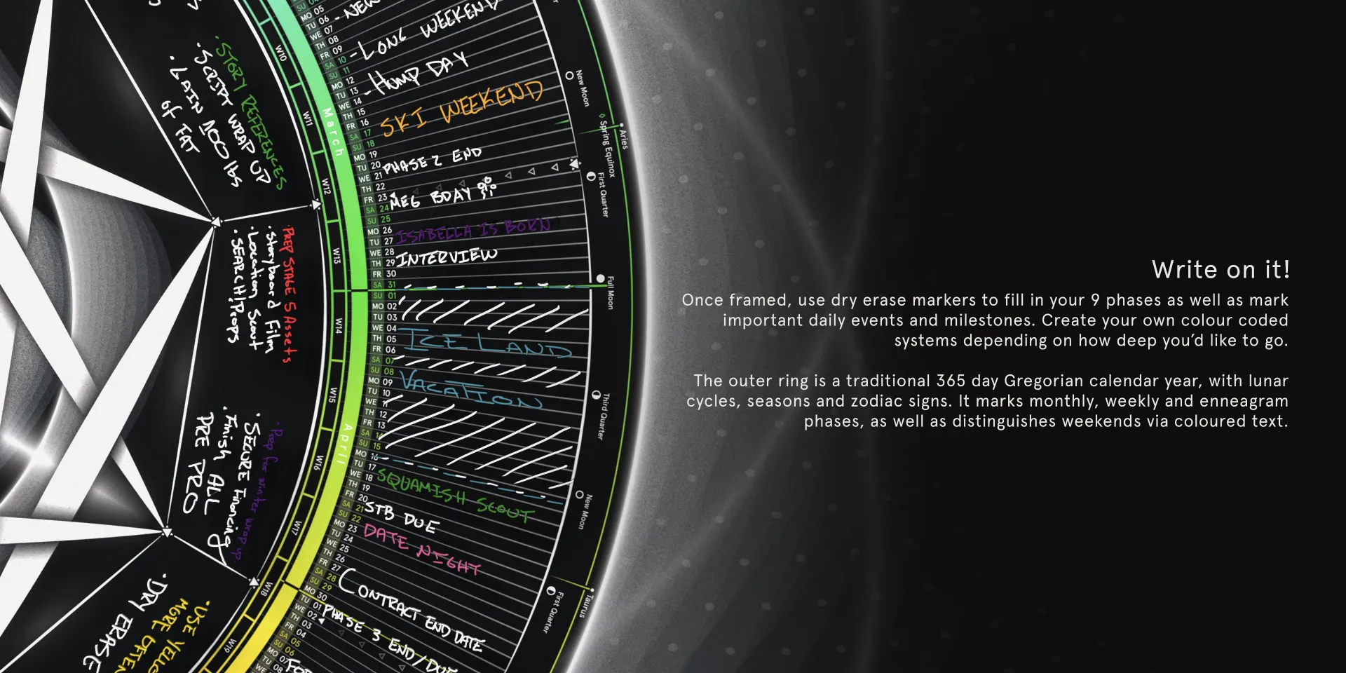 Personal Project - Nonagon Calendar 2018 - Austin Wendenburg Portfolio