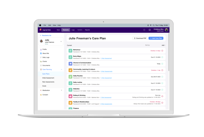 The platform for outstanding care management | Log my Care