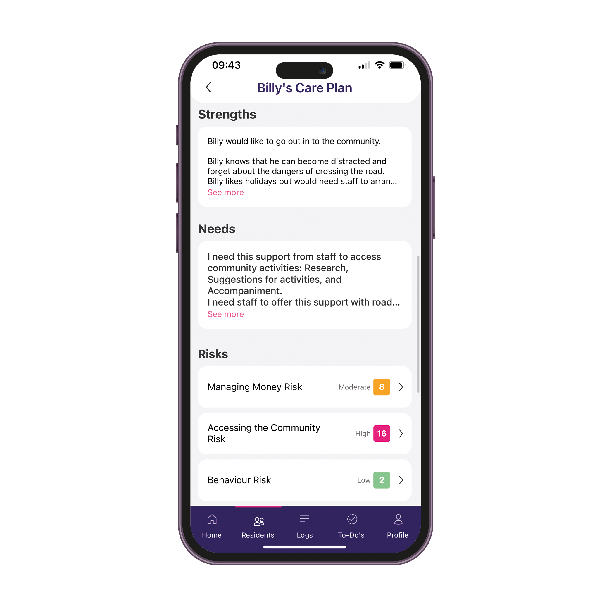 Care plans | Log my Care