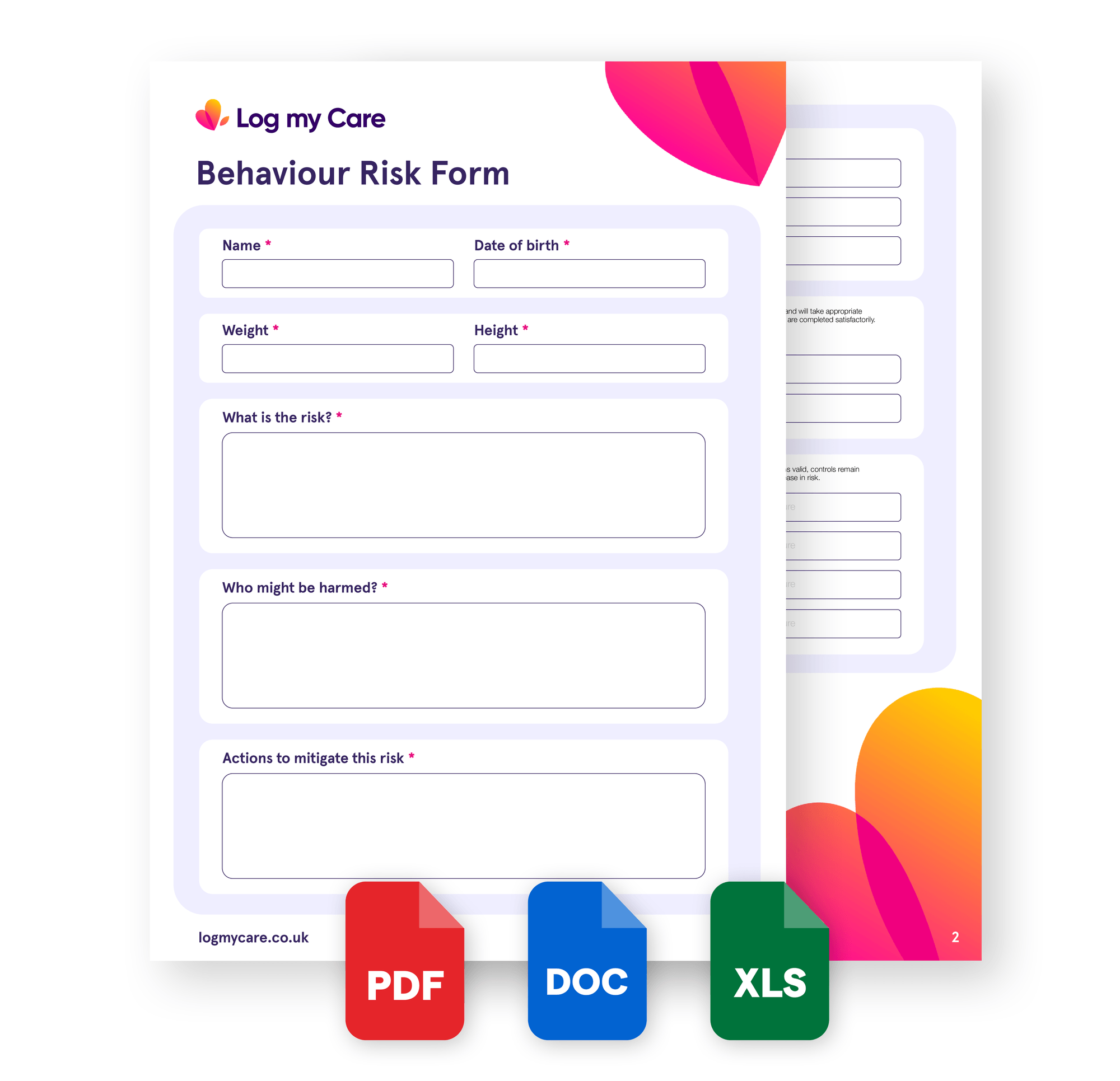 Free Behaviour risk assessment template | Log my Care