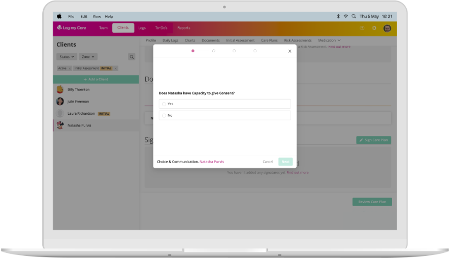 Care delivery features | Log my Care