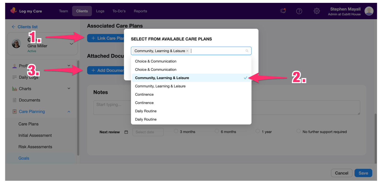 Best way to set service user goals with Outcomes and goals