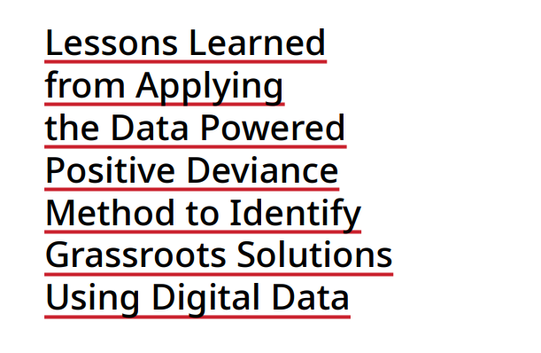 UNIN | Innovation Library | Applying the Data Powered Positive Deviance Method to Identify ...